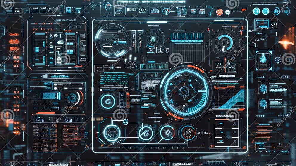 Minimalist Sci Fi Hud Interface Design with Blue Light Lines and ...