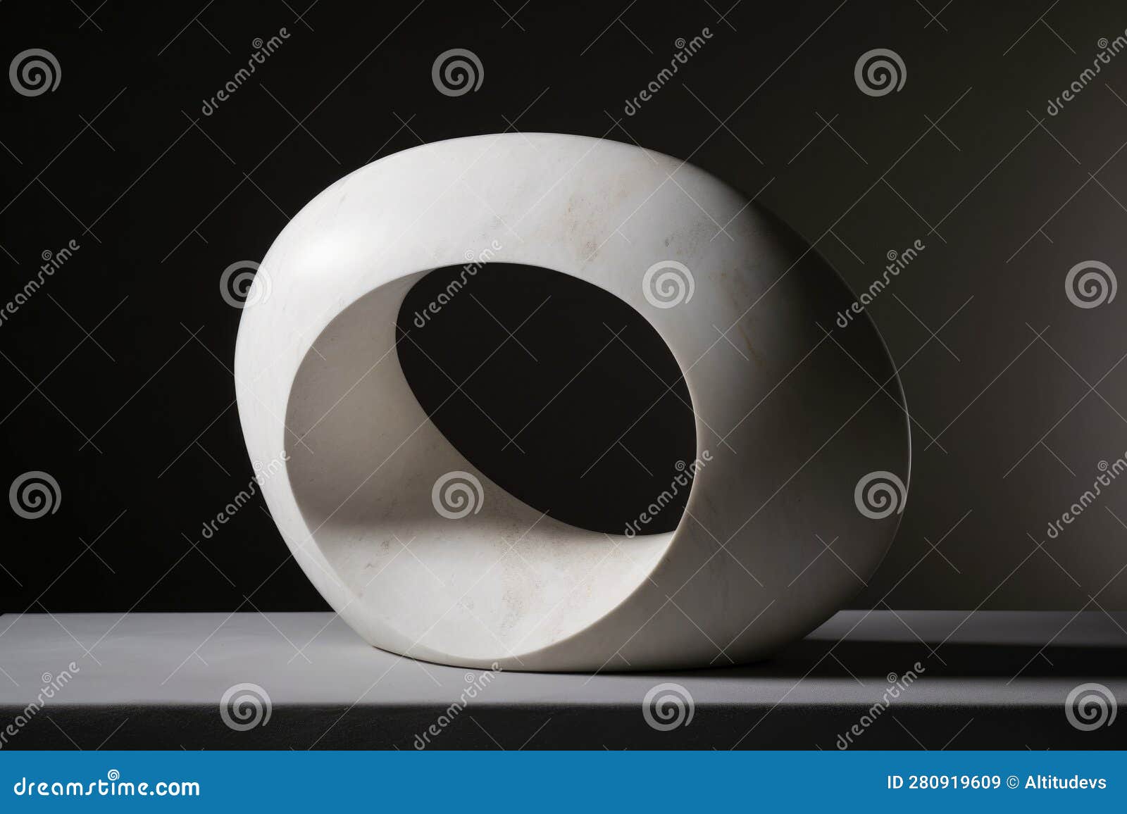 A Minimalist Sculpture Made of Smooth White Stone Stock Illustration ...