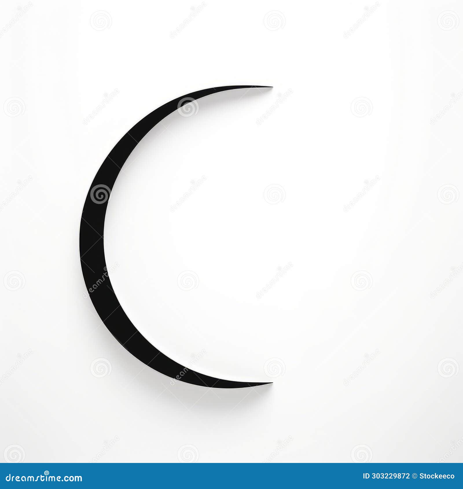 Minimalist Sculpture: Vector Crescent on White Background Stock ...