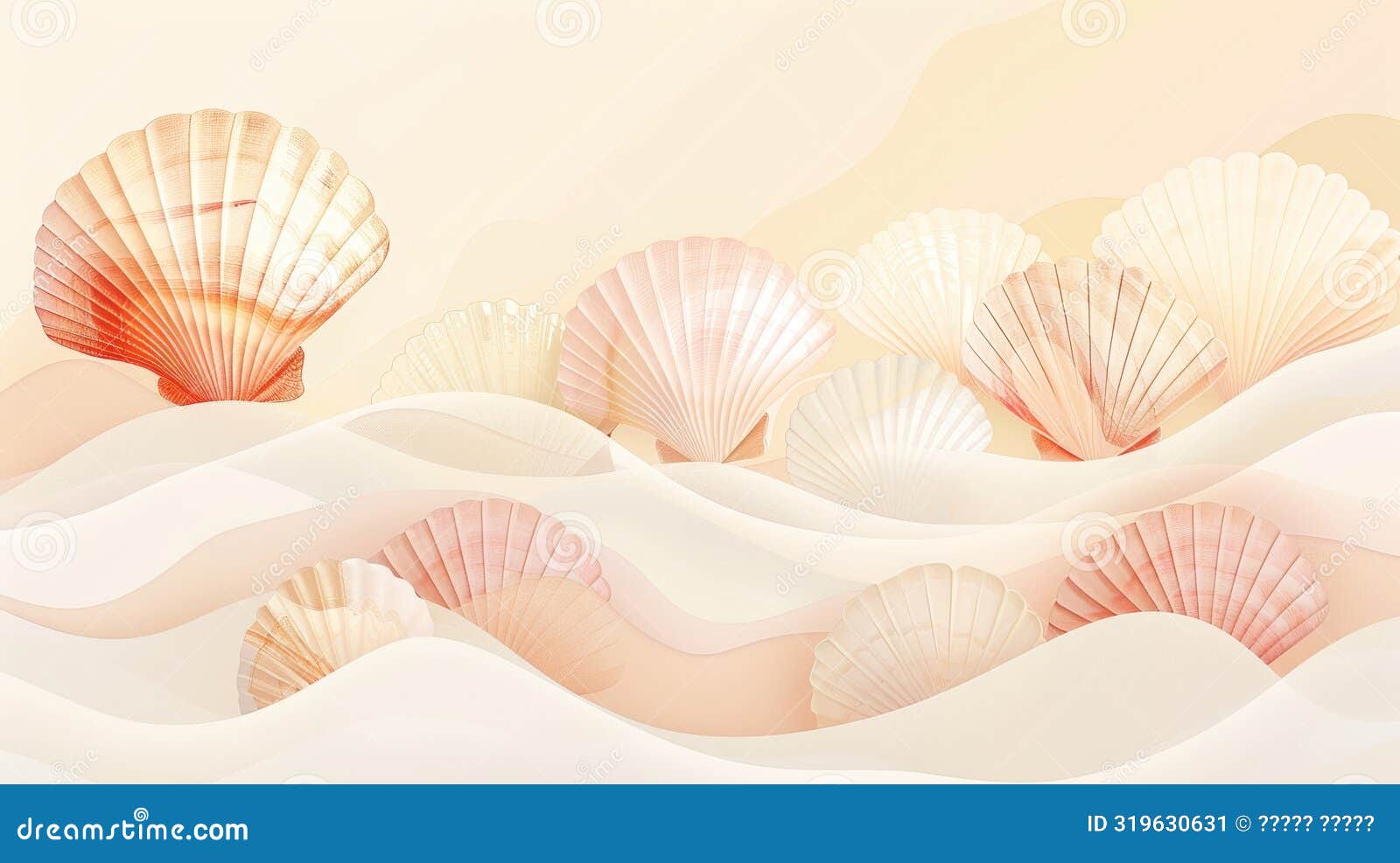Minimalist Seashell Pattern on Peach and Ivory Background for Elegant ...