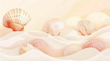 Minimalist Seashell Pattern on Peach and Ivory Background for Elegant ...