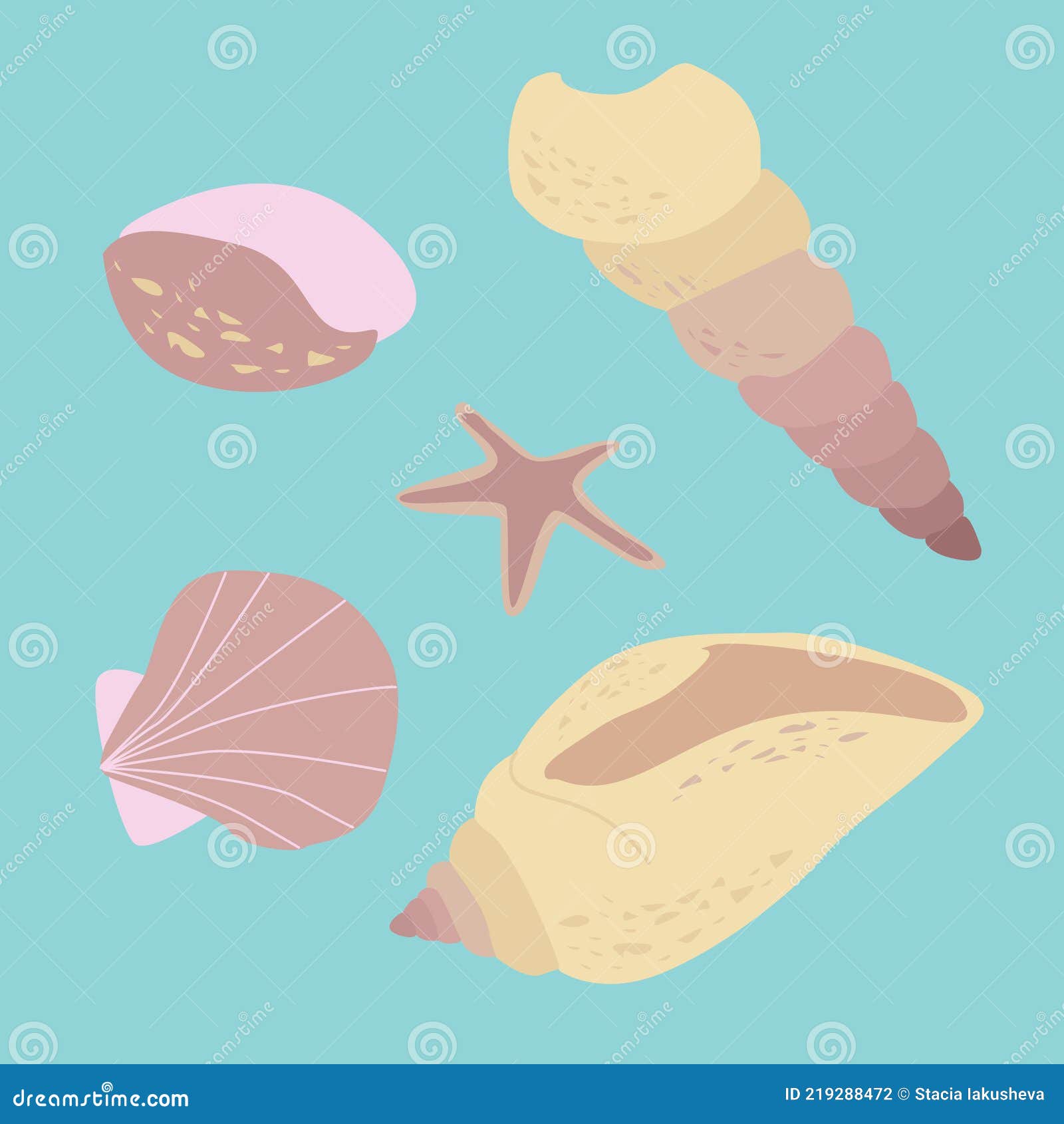 Minimalist Seashells Abstract Flat Vector Set EPS Stock Vector ...