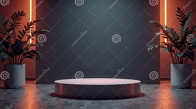 A Minimalist Setting Featuring a Circular Platform, Illuminated by Soft ...
