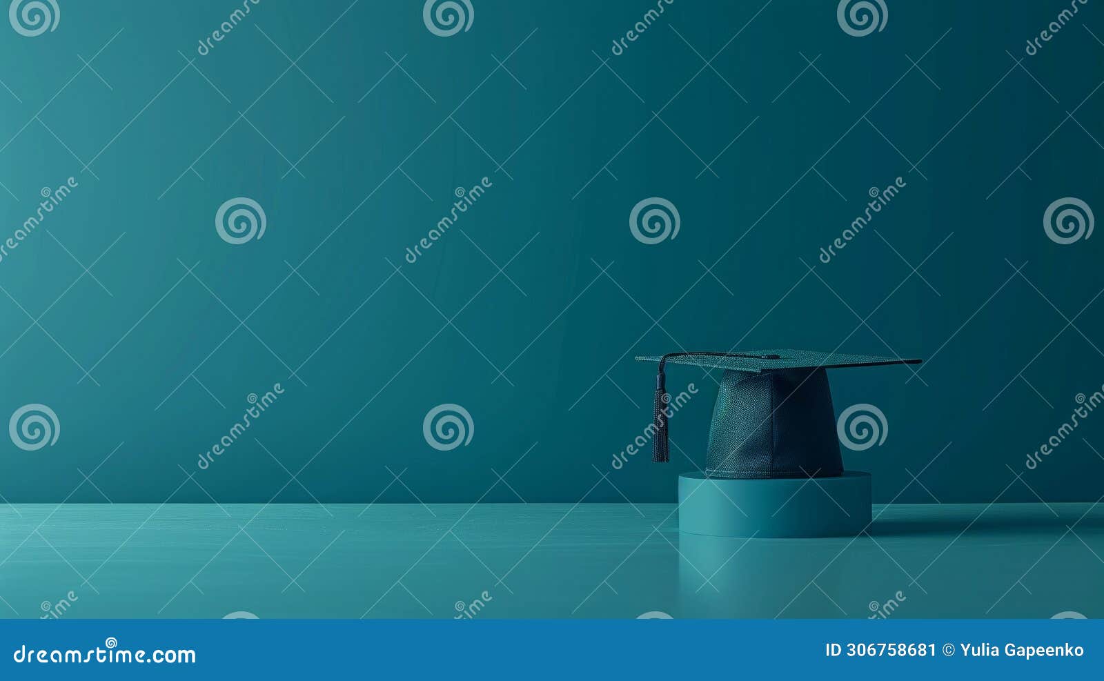A Minimalist Setting with a Single Graduation Cap, Representing the ...