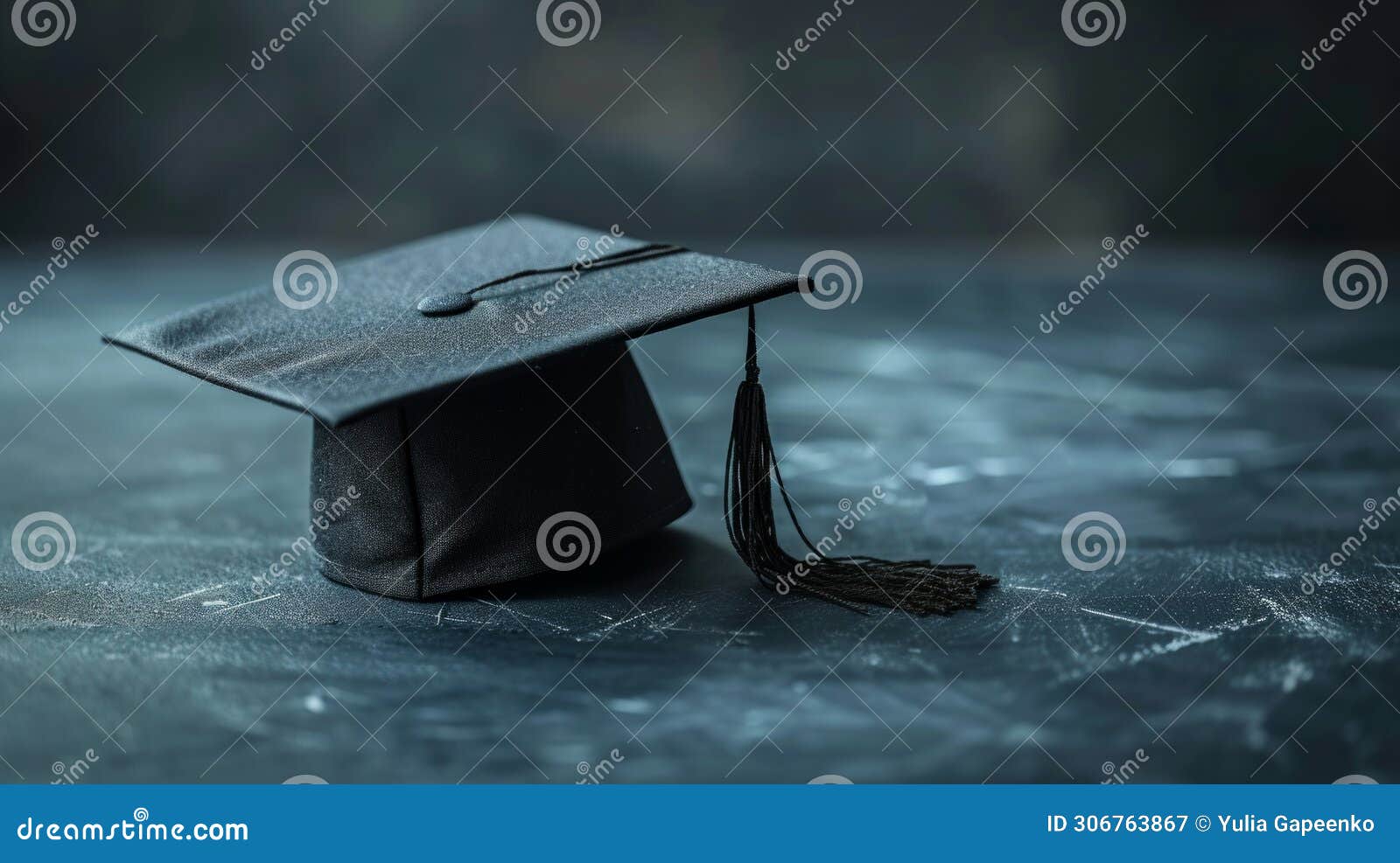 A Minimalist Setting with a Single Graduation Cap, Representing the ...