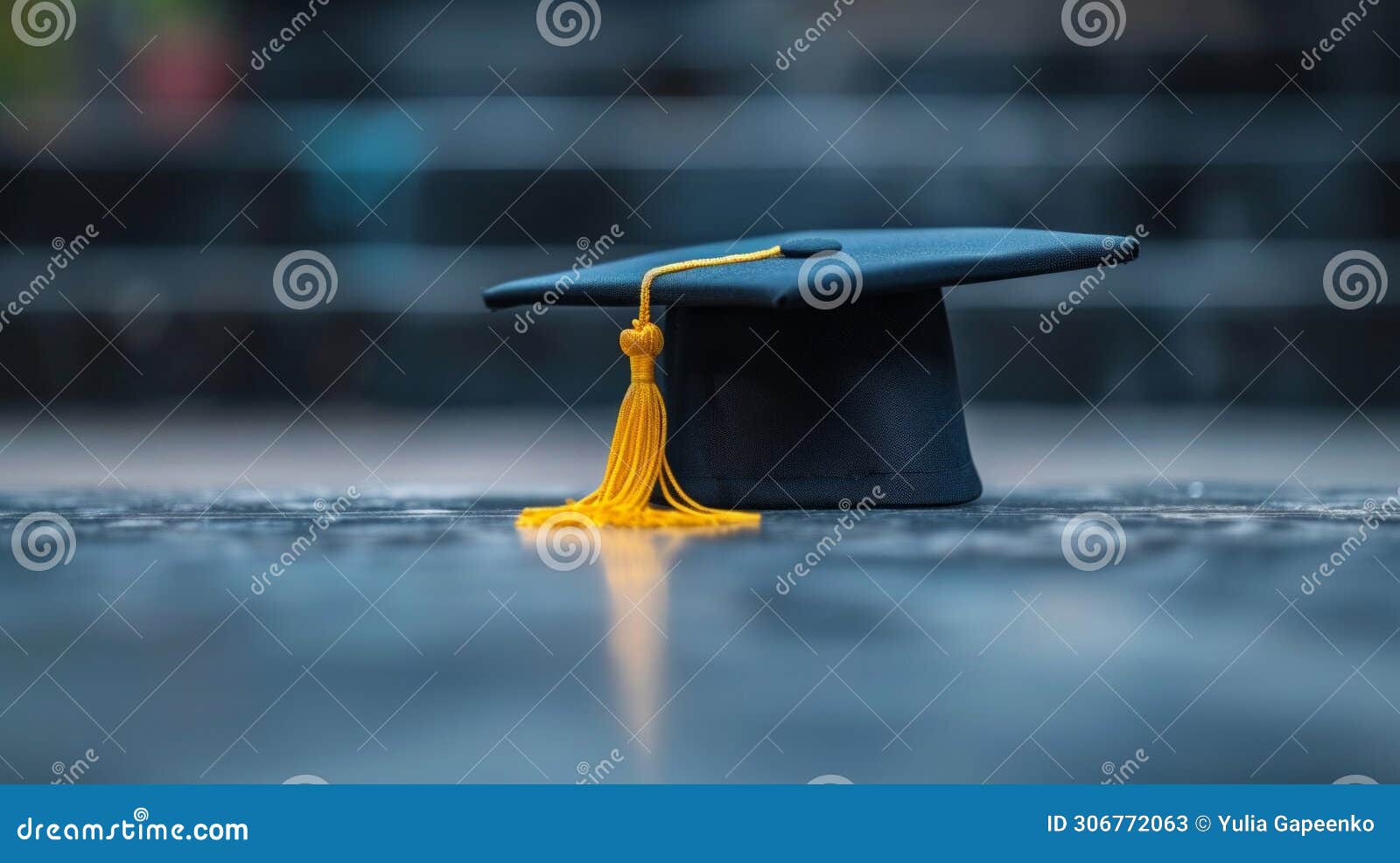 A Minimalist Setting with a Single Graduation Cap, Representing the ...