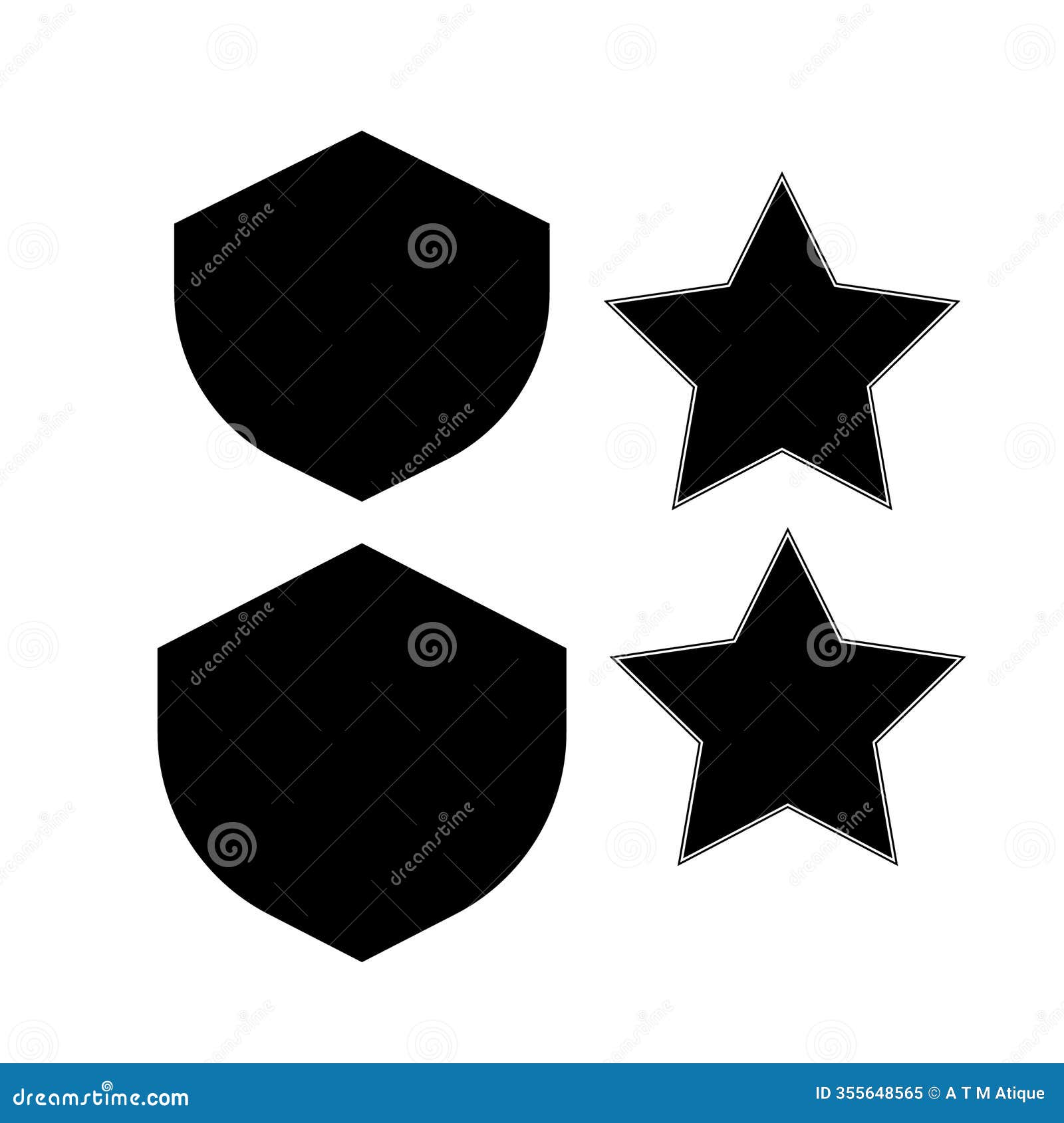 Minimalist Shield and Star Shape Illustrations. Stock Illustration ...