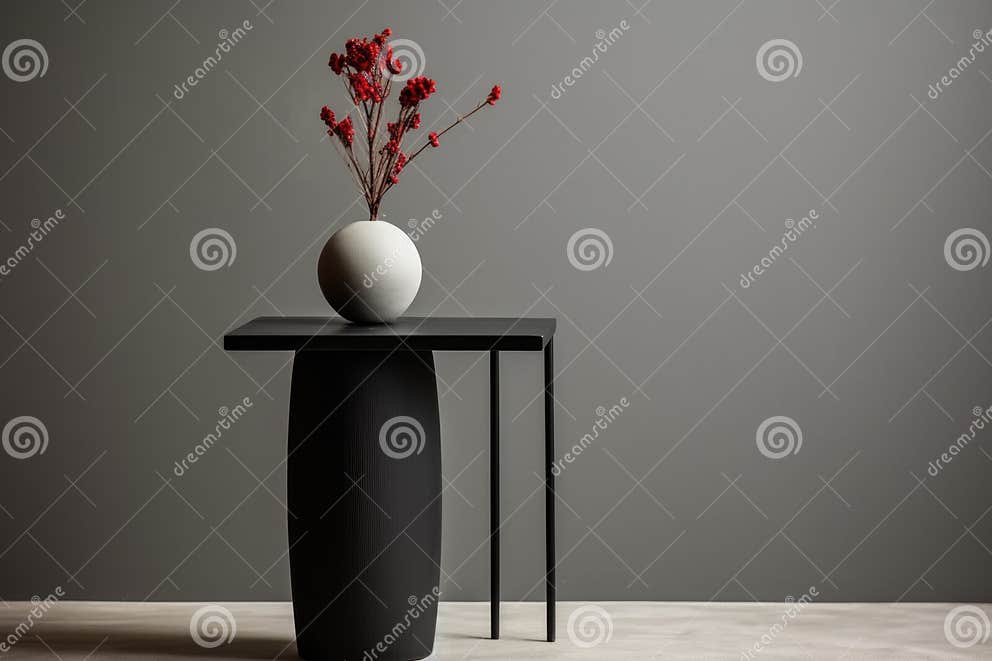 Minimalist Side Table with a Single Decorative Vase Stock Photo - Image ...