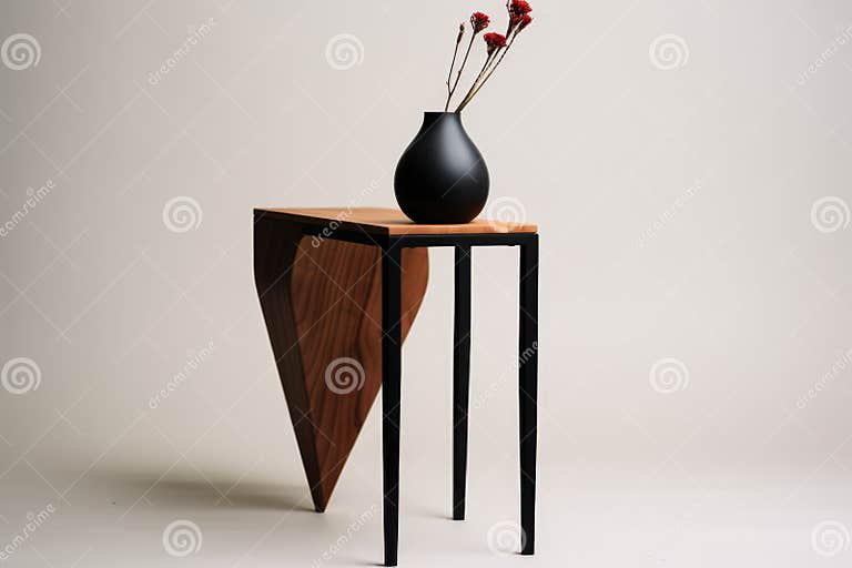 Minimalist Side Table with a Single Decorative Vase Stock Image - Image ...