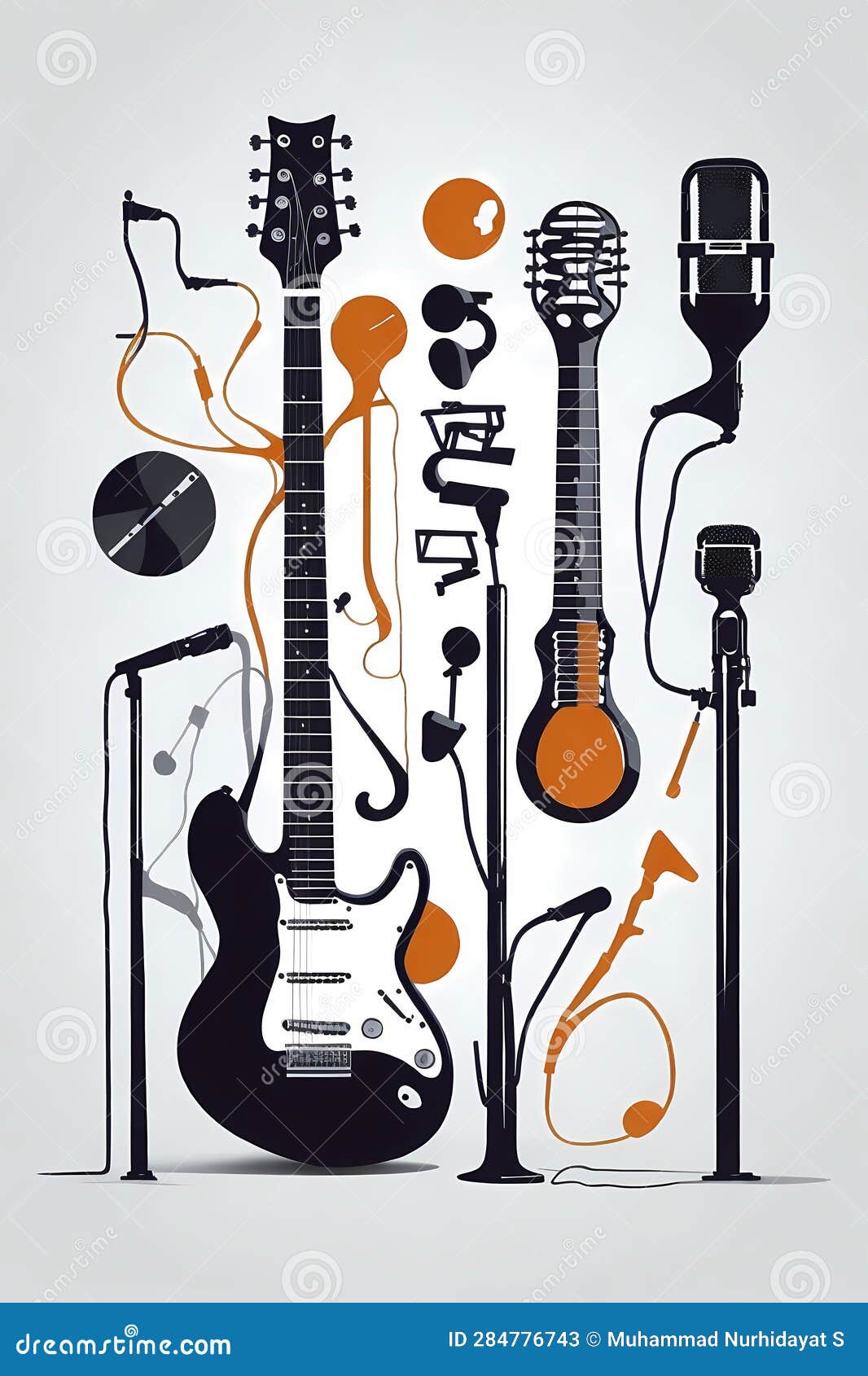MINIMALIST SILHOUETTE VECTOR of ELECTRIC GUITAR MUSICAL INSTRUMENTS and ...