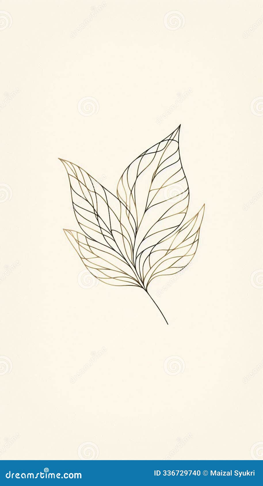Minimalist Single-Line Leaf Drawing Stock Illustration - Illustration ...
