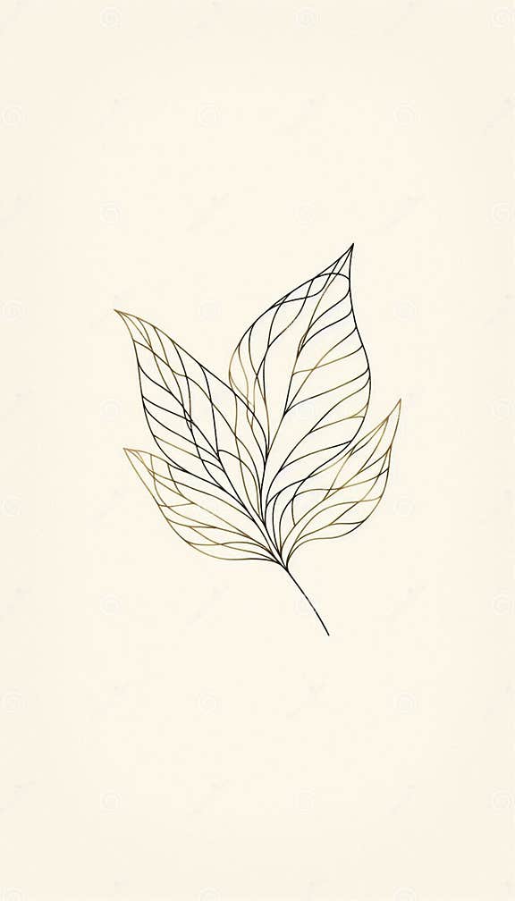 Minimalist Single-Line Leaf Drawing Stock Illustration - Illustration ...