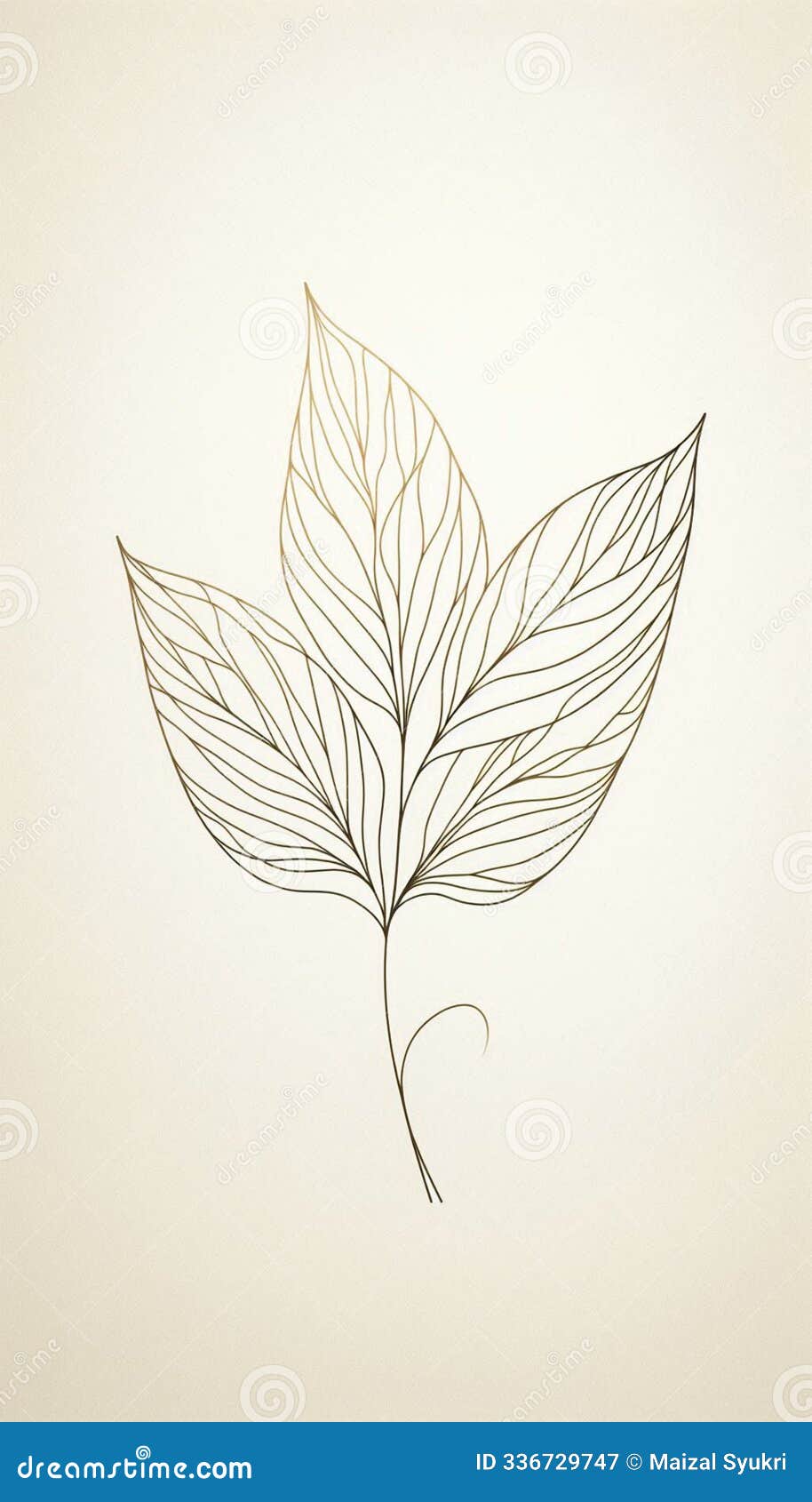 Minimalist Single-Line Leaf Drawing Stock Illustration - Illustration ...