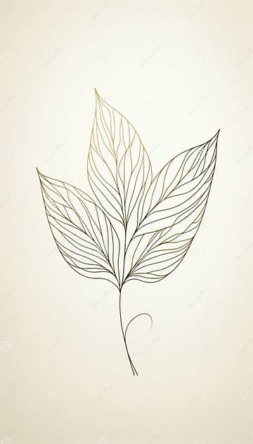 Minimalist Single-Line Leaf Drawing Stock Illustration - Illustration ...