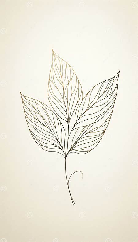 Minimalist Single-Line Leaf Drawing Stock Illustration - Illustration ...