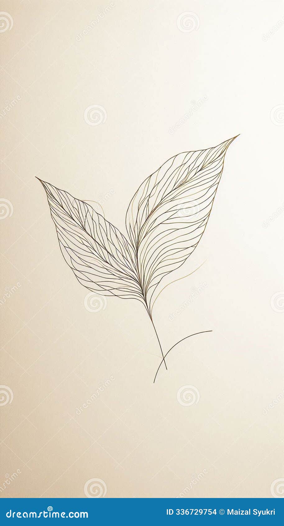 Minimalist Single-Line Leaf Drawing Stock Illustration - Illustration ...