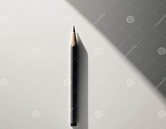 Minimalist Single Pencil with Shadow and Ample White Space for Text ...