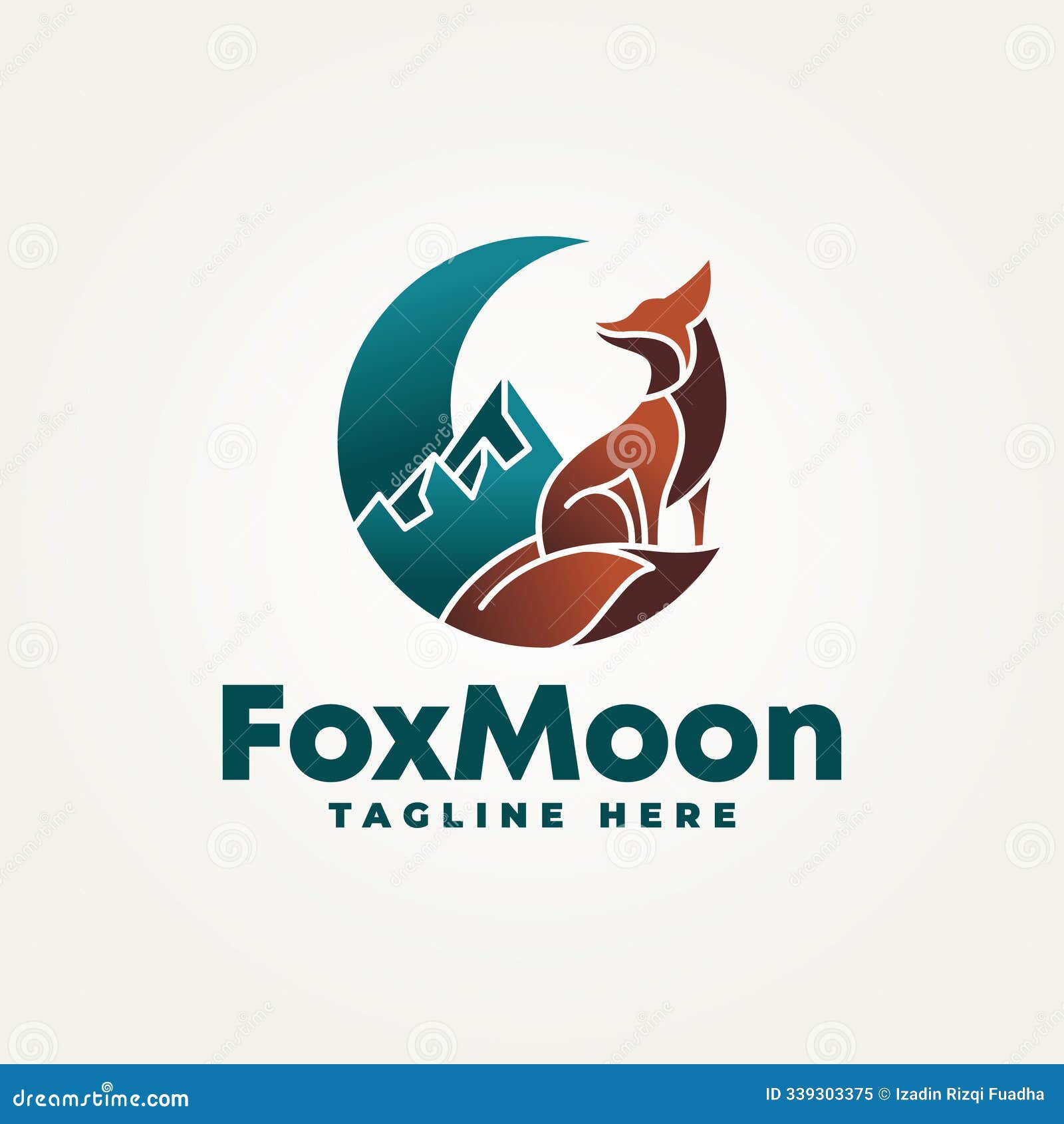 Minimalist Sitting Fox with a View of the Mountains Flat Gradient Icon ...