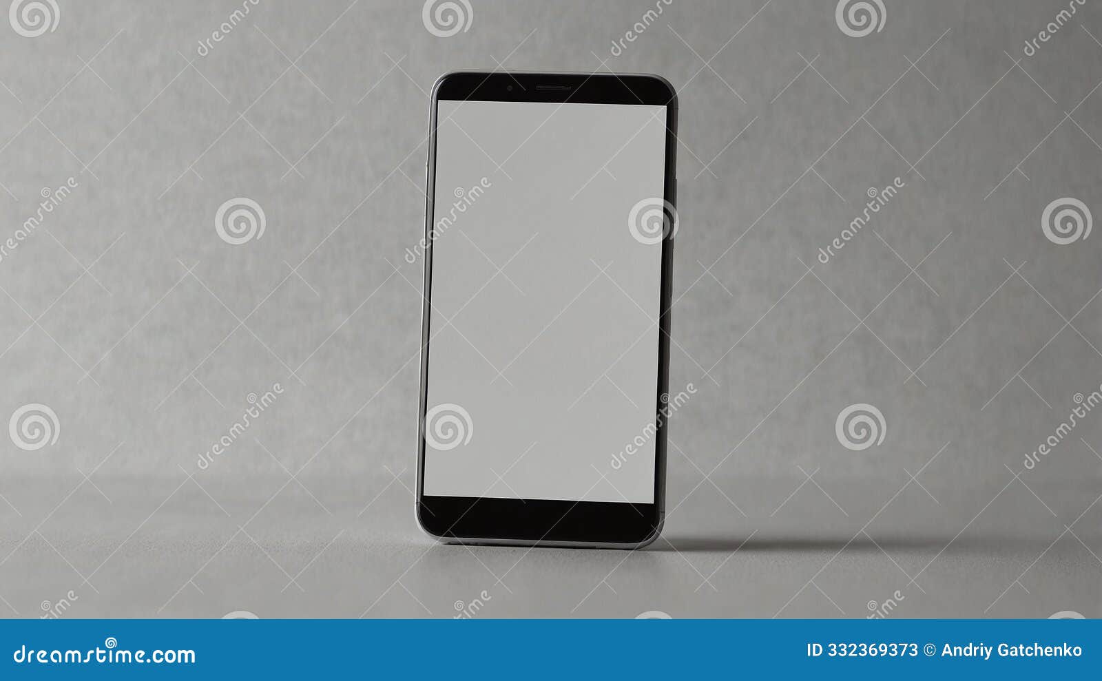 Minimalist Smartphone with Blank Screen Standing Upright on Light Gray ...
