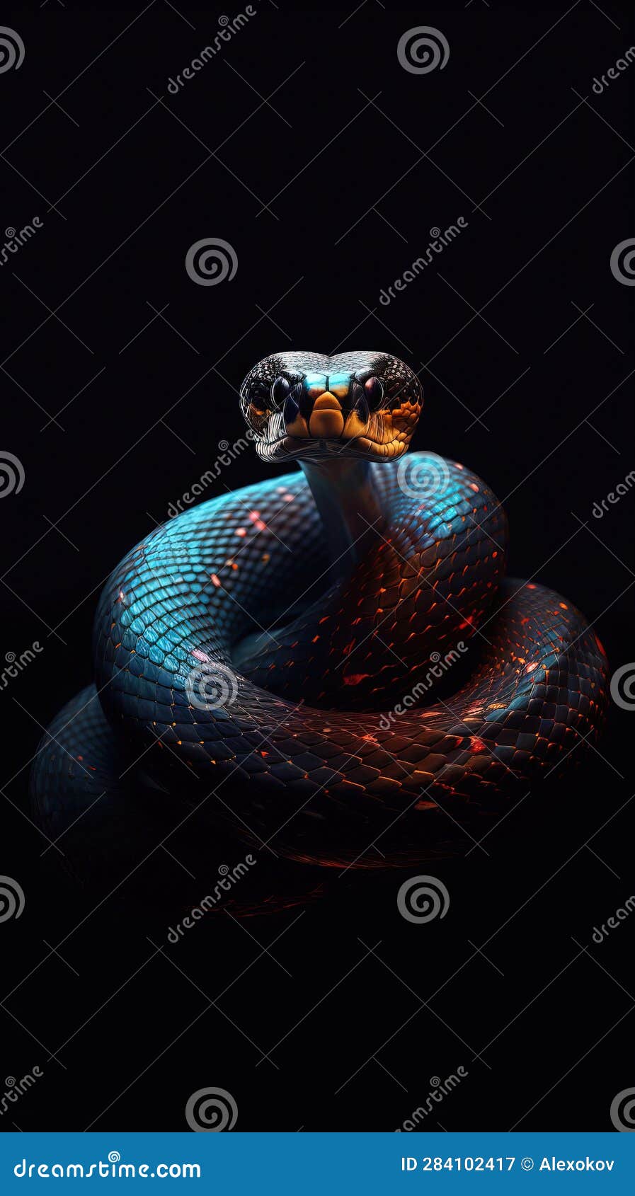 Minimalist Snake on Dark Background. Generative AI Stock Illustration ...