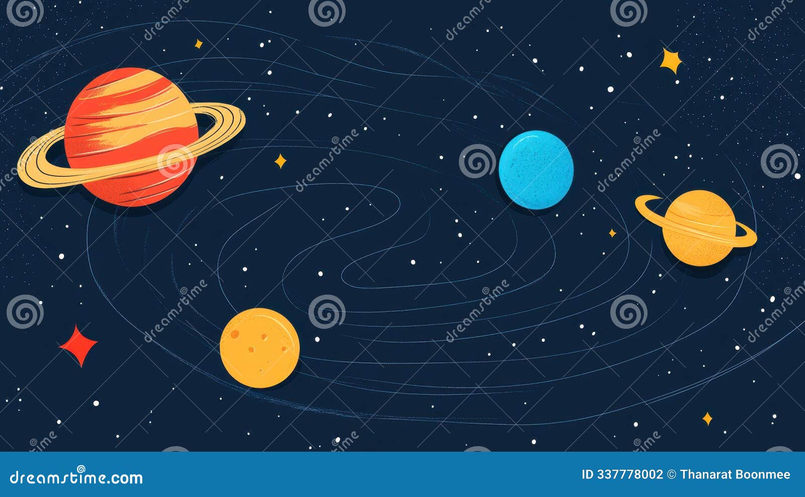 A Minimalist Solar System Illustration Featuring Plain Planets, Simple ...