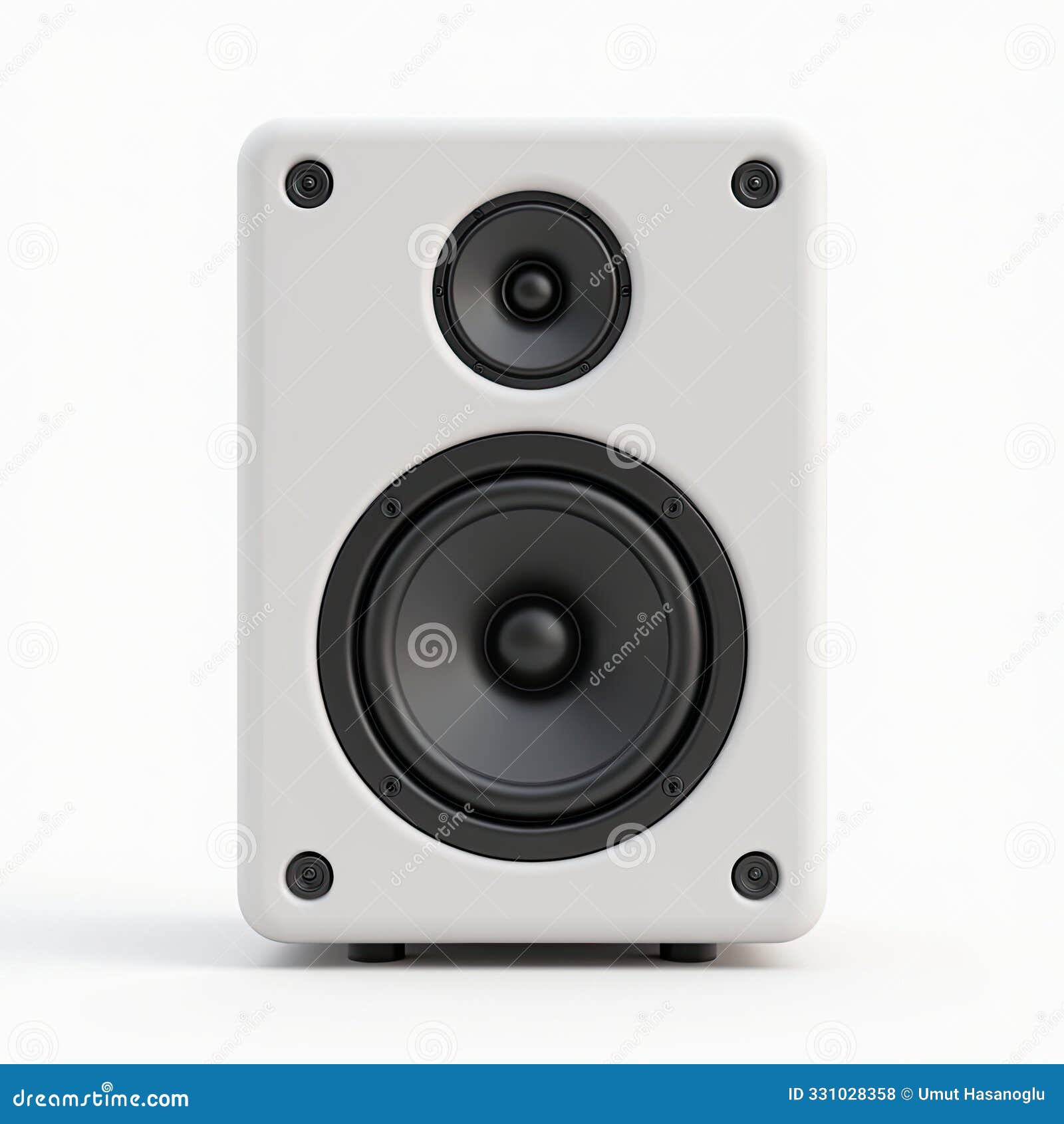A White Rectangular Speaker with Two Circular Drivers, Set Against a ...