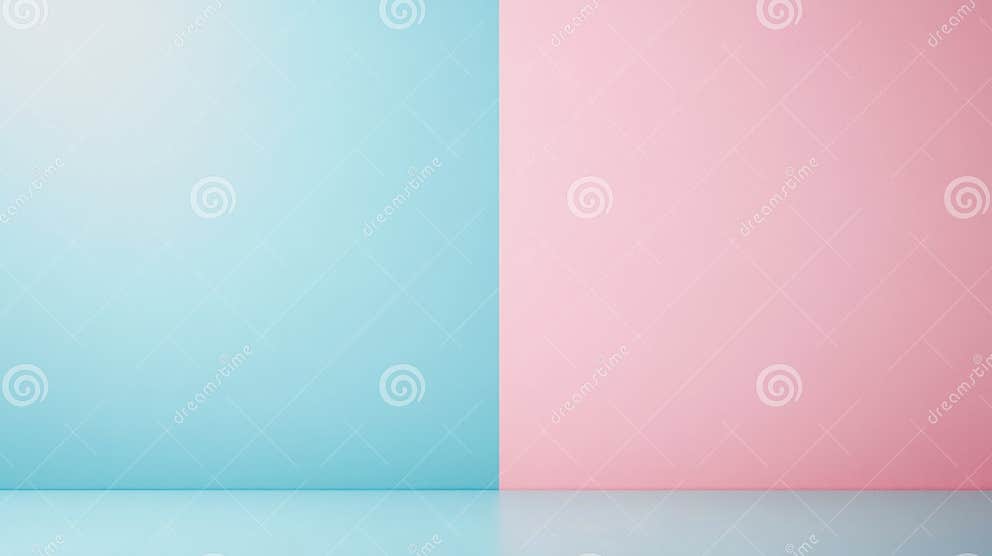 Minimalist Split Color Background of Soft Blue and Light Pink with ...