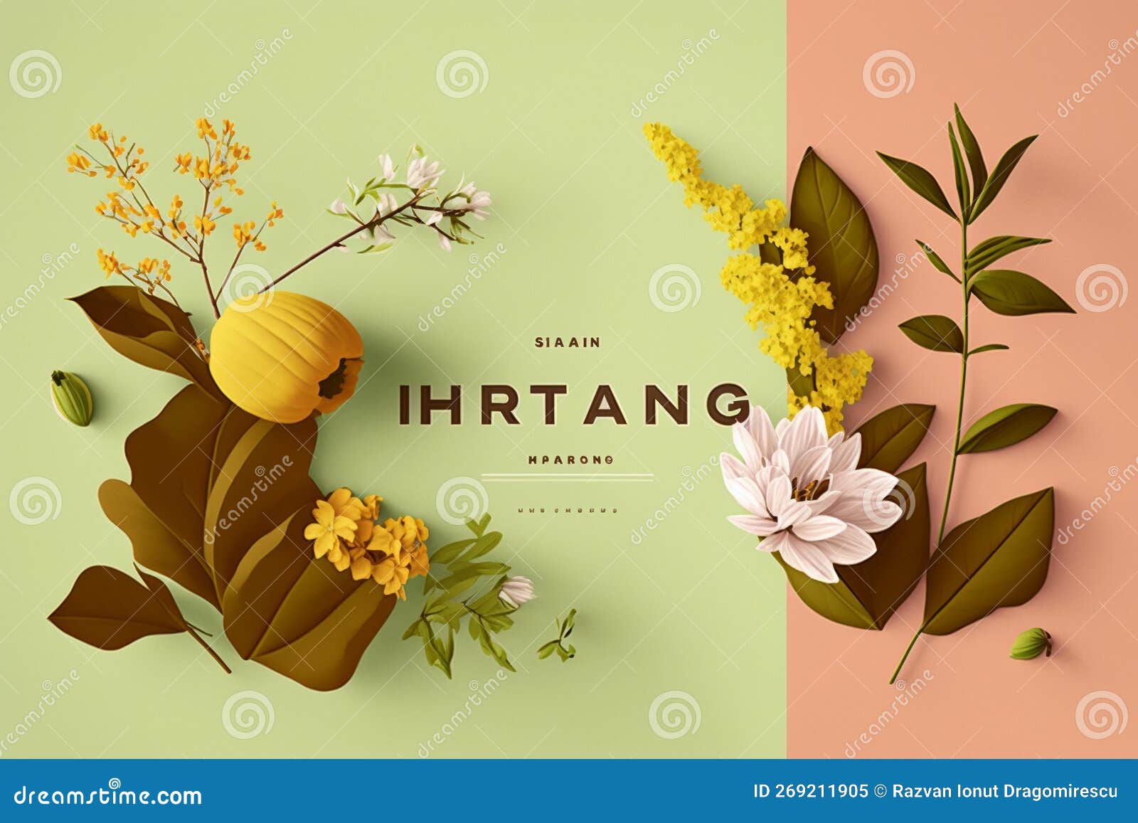 Minimalist Spring Background with Pastel Colors and Springtime Elements ...