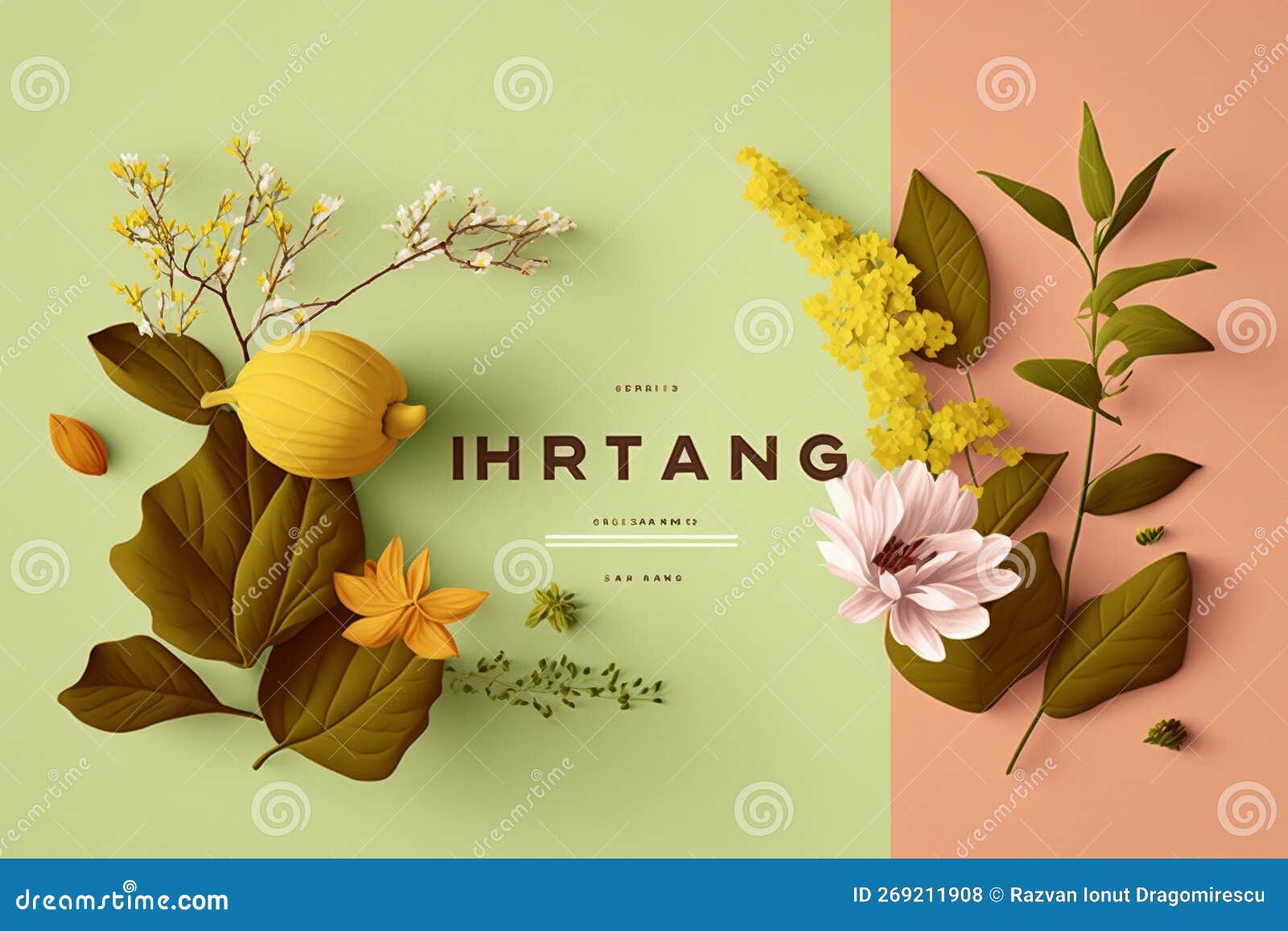 Minimalist Spring Background with Pastel Colors and Springtime Elements ...