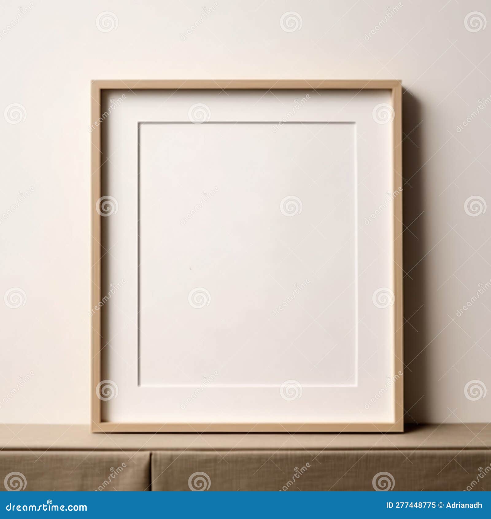 Square Frame Mockup Close Up on Wall Painted Beige Color. Stock ...