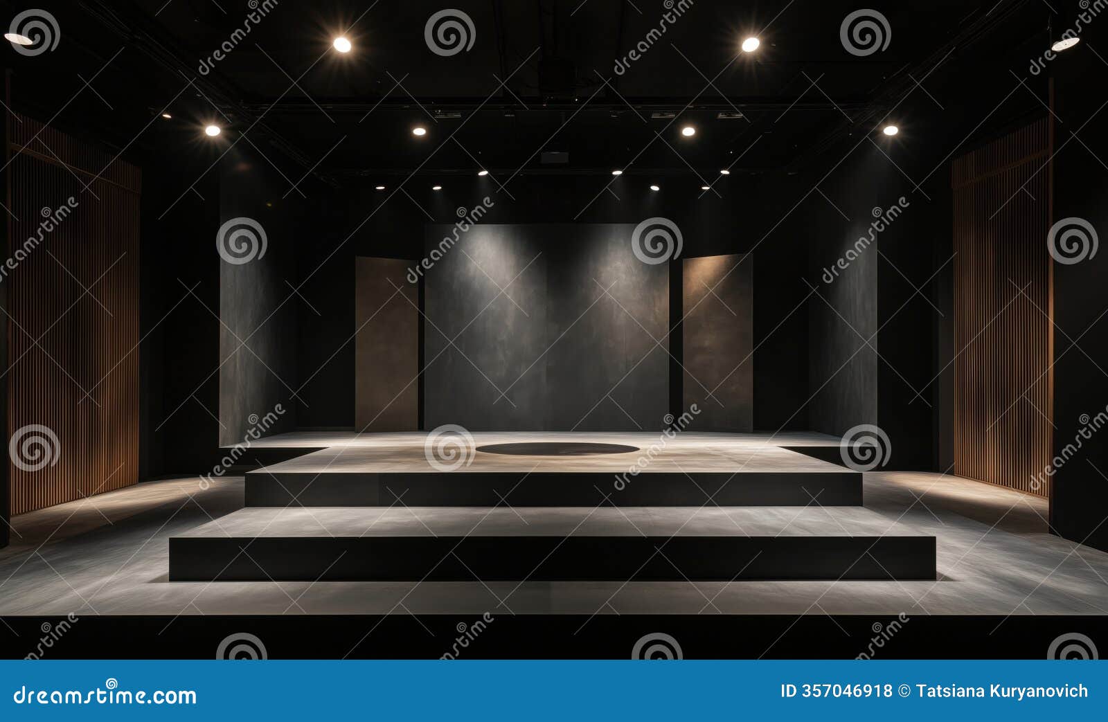 Minimalist Stage Design Featuring Layered Platforms and Dramatic ...