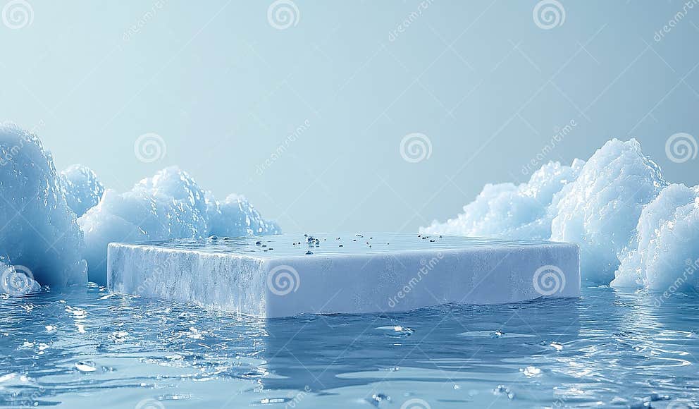 Minimalist Stage Design with a Rectangular Podium Set on Shimmering ...