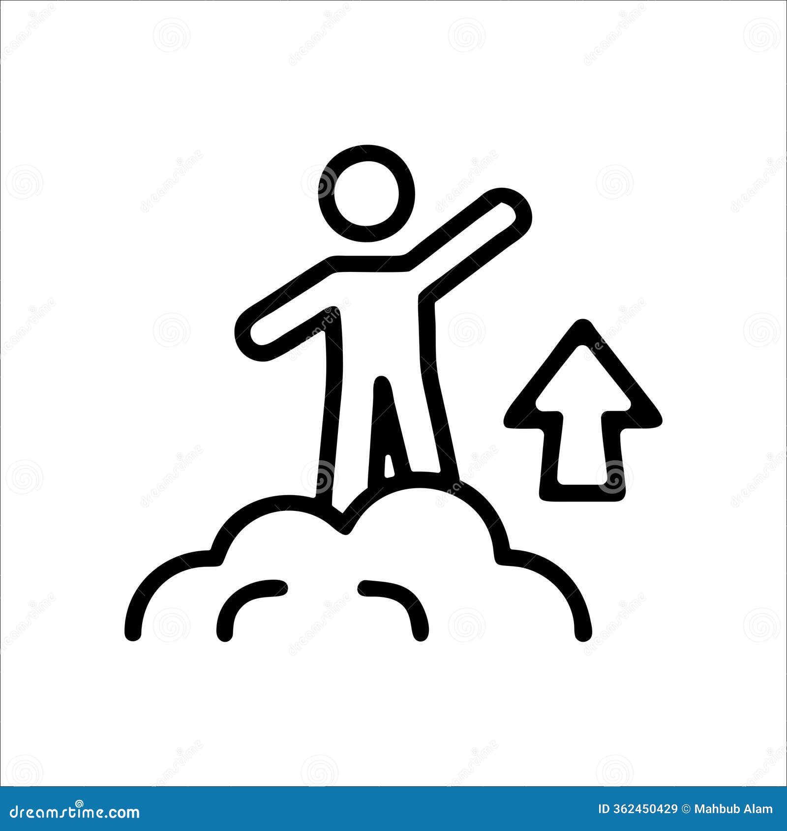 Minimalist Stick Figure On Cloud With Upward Arrow Cartoon Vector ...