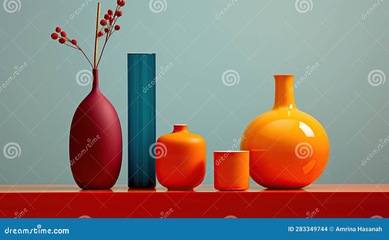 Minimalist Still Life with Bold Colored Objects. Generative Ai Stock ...