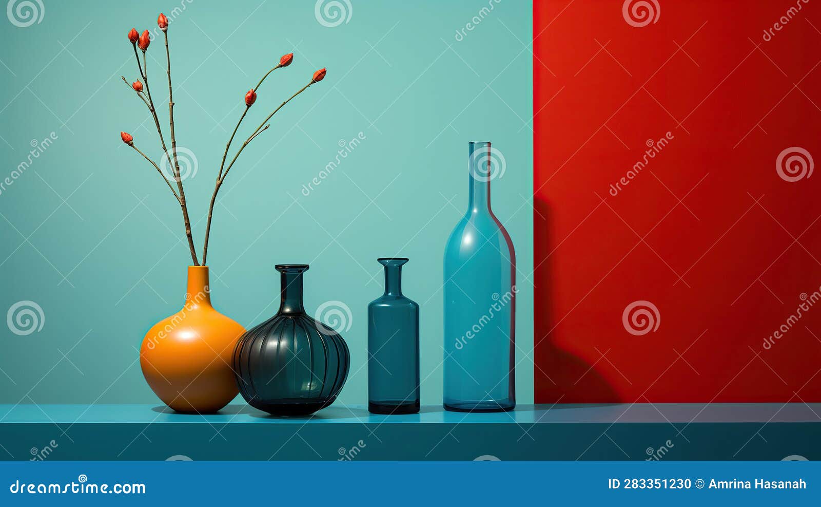 Minimalist Still Life with Bold Colored Objects. Generative Ai Stock ...