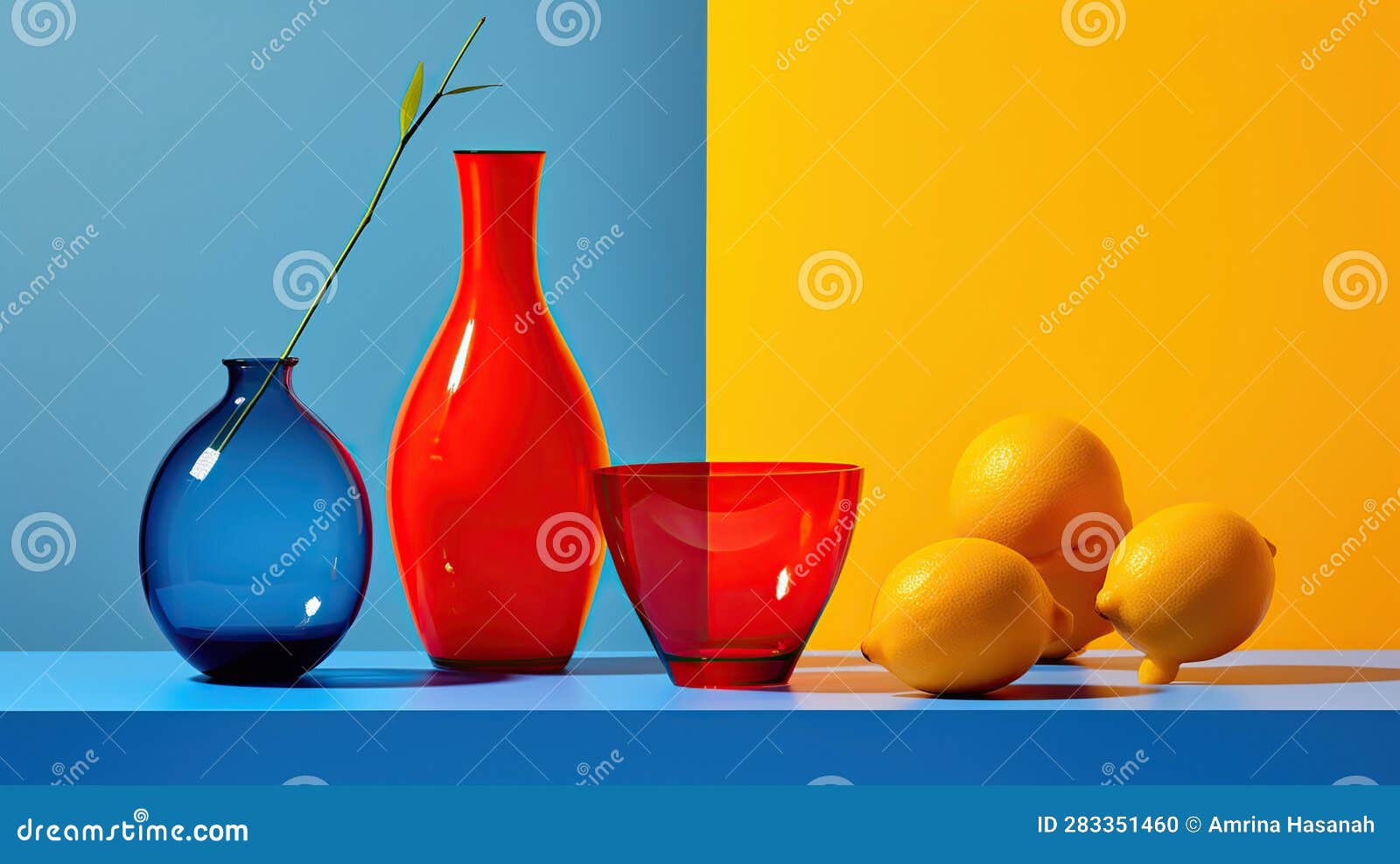 Minimalist Still Life with Bold Colored Objects. Generative Ai Stock ...