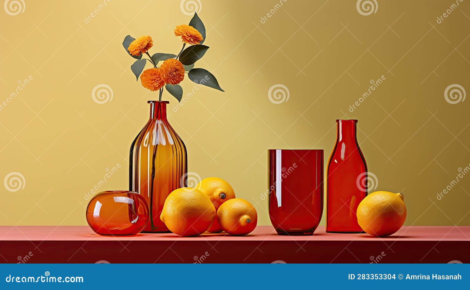 Minimalist Still Life with Bold Colored Objects. Generative Ai Stock ... Minimalist Still Life with Bold Colored Objects. Generative Ai Stock ...
