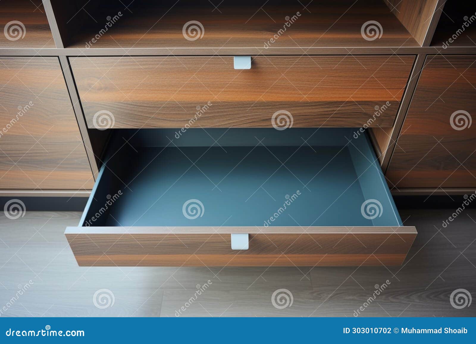 Minimalist Storage Empty Drawer Seen from a Stylish Top View Stock ...