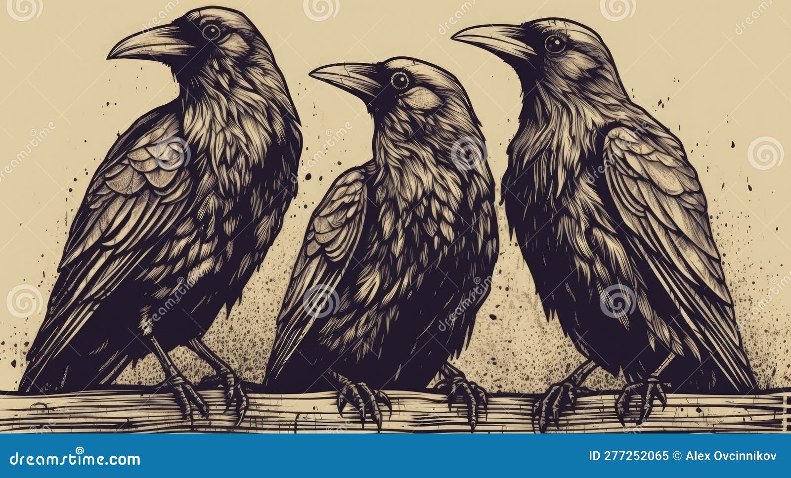 Minimalist Strokes of Three Crows in Different Poses with a Letter ...