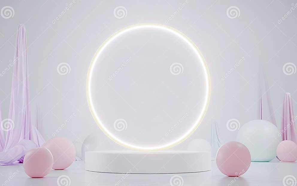 Minimalist Studio Setup Featuring a Glowing Circular Light and Soft ...