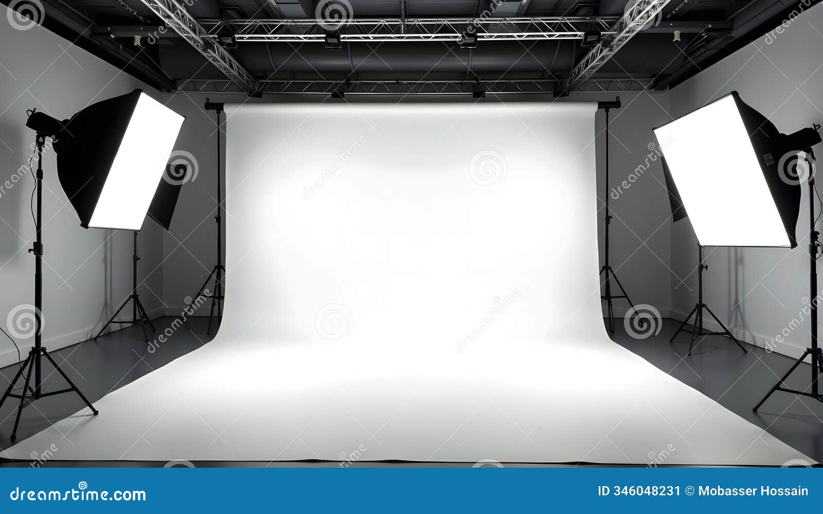 Minimalist Studio Setup with a Smooth Grey Floor Seamlessly ...