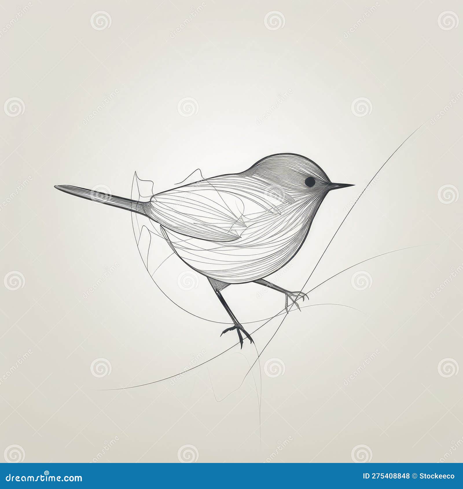 Minimalist Style Drawing of a Little Orphean Warbler Stock Illustration ...