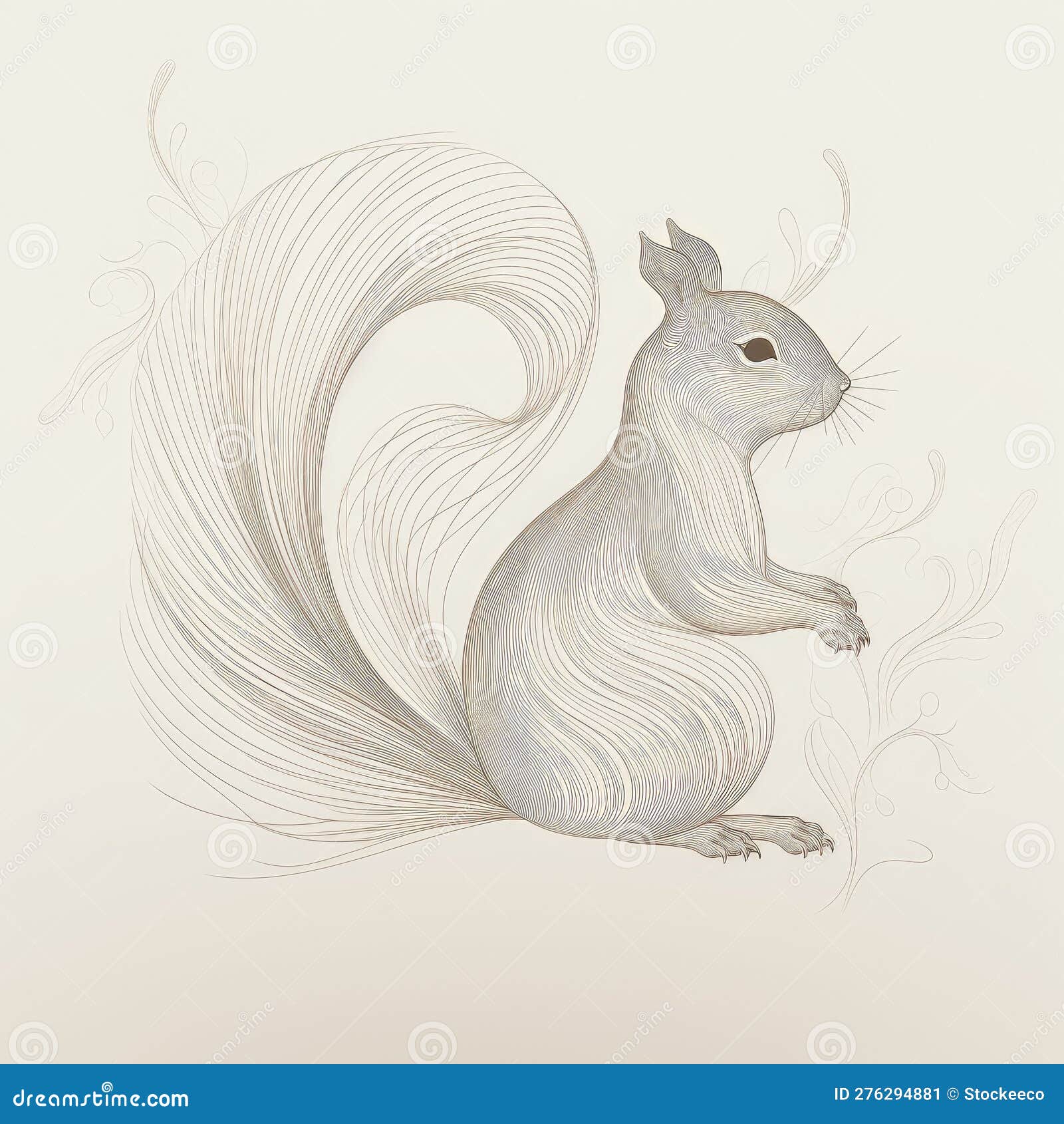 Minimalist Style Illustration of a Little Squirrel Stock Illustration ...