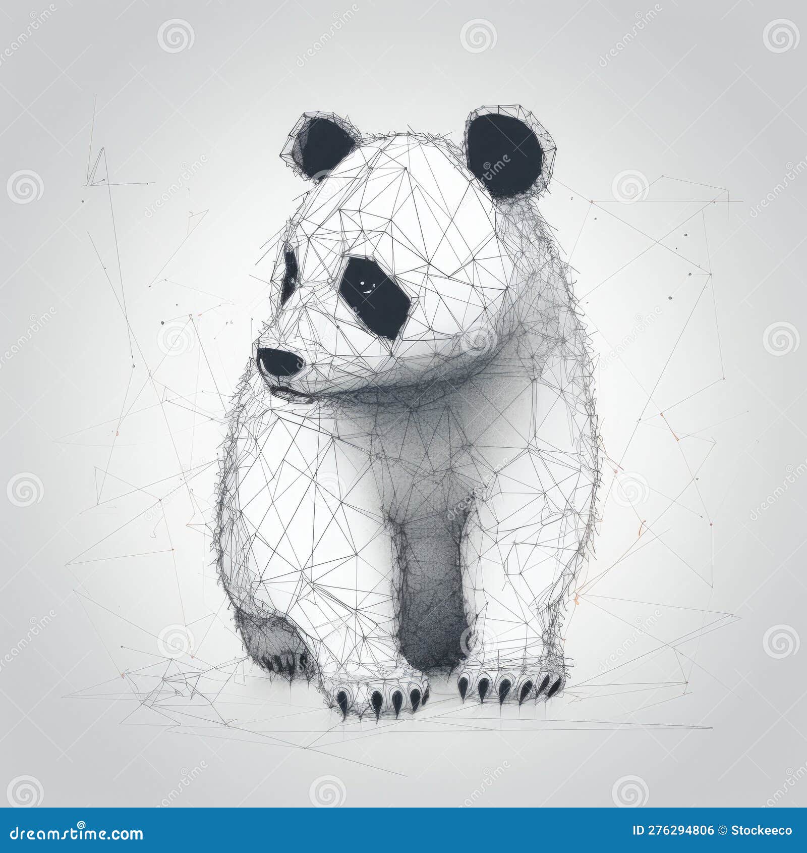 Minimalist Style of a Little Panda with Simple Strokes Stock ...