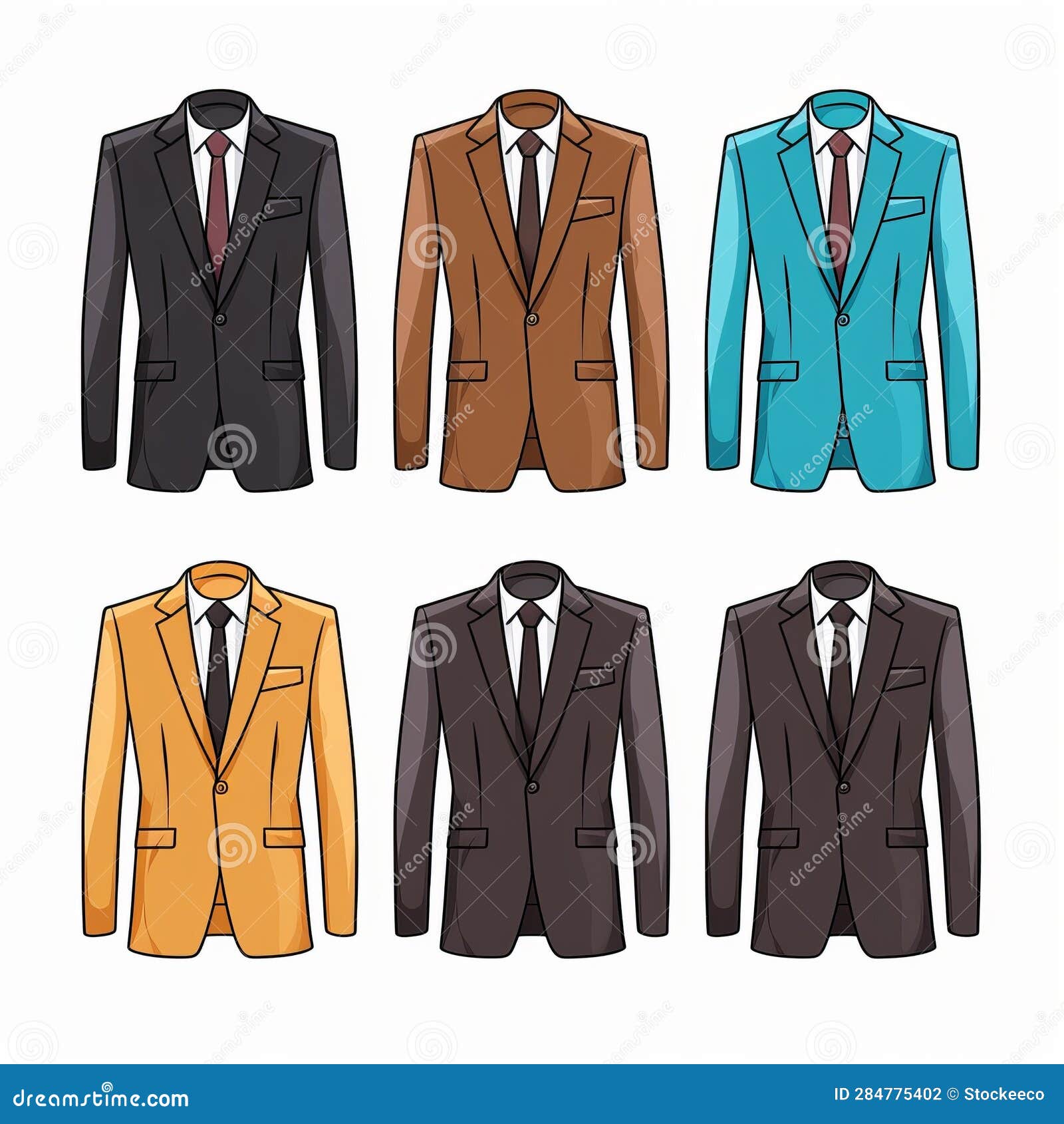 Minimalist Suit Design Graphic - Simple, Colorful Vector Contour Stock ...