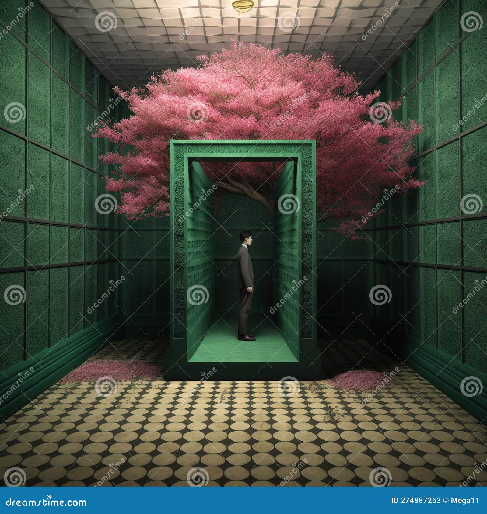 Generative AI: Surreal Room with Tree Stock Illustration - Illustration ...