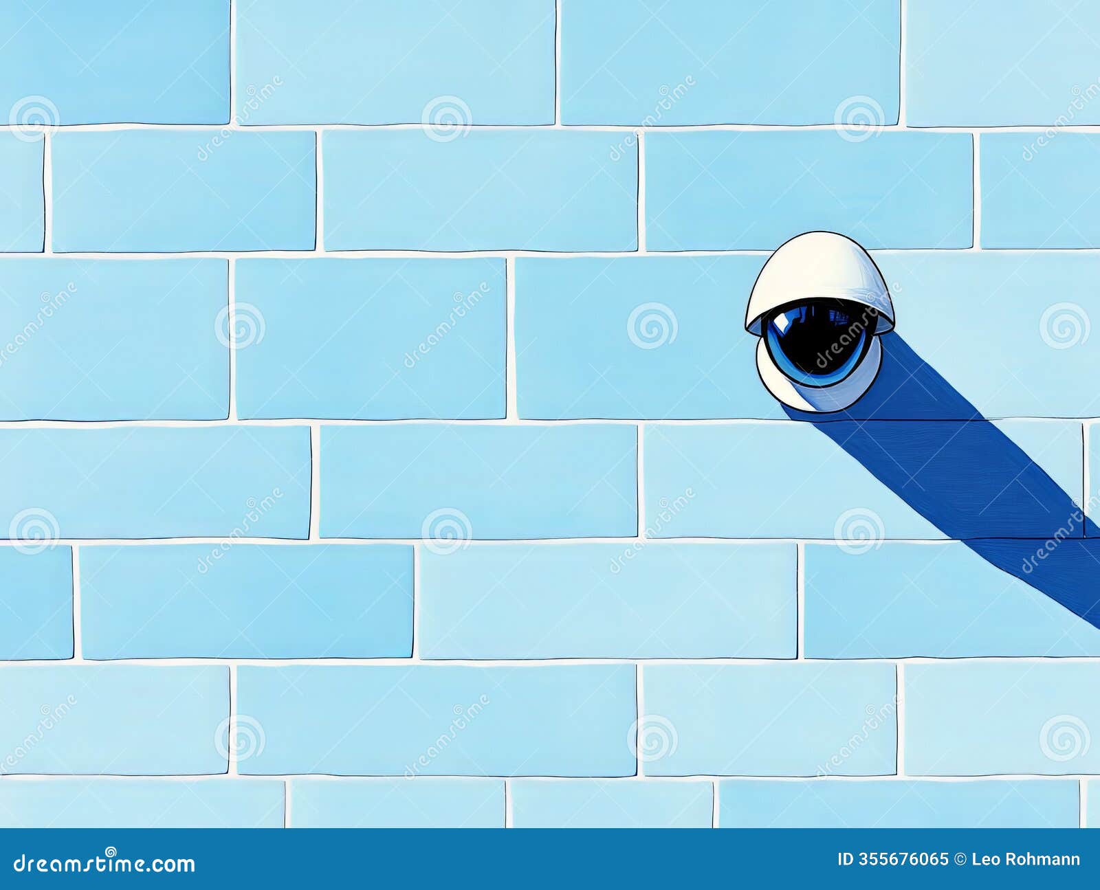 Minimalist Surveillance Camera Embedded in a Light Blue Wall ...