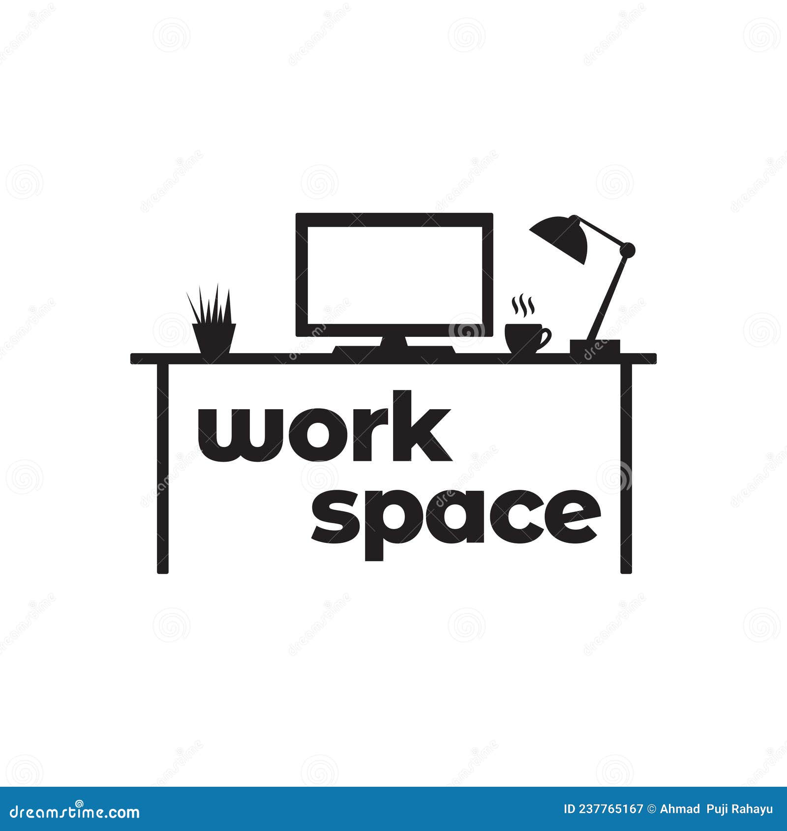 Minimalist Table with Computer Workspace Logo Design Vector Graphic ...