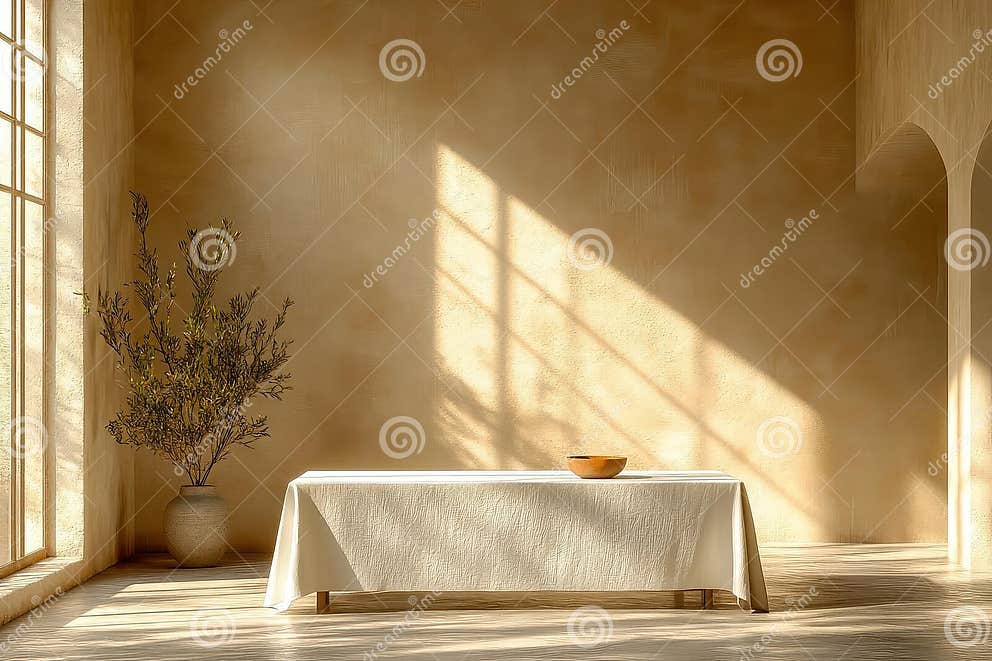 Minimalist Table Setting with Natural Light and Greenery, Simple ...