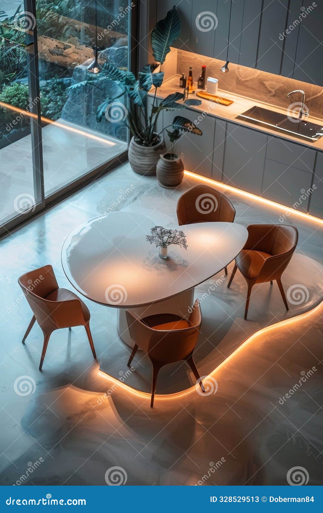 Minimalist Table Setting with White Dinnerware and Fresh Fruit ...